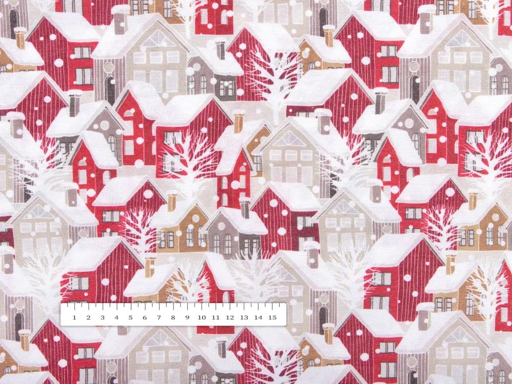 Biante Vánoční dekorační čtvercový ubrus PML-038 Zasněžená vesnička 100x100 cm