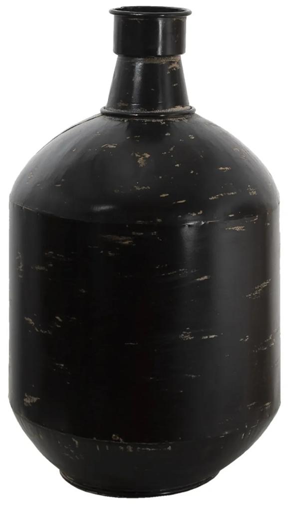 Černá kovová dekorační váza s odřením Tinn - Ø 24*45 cm
