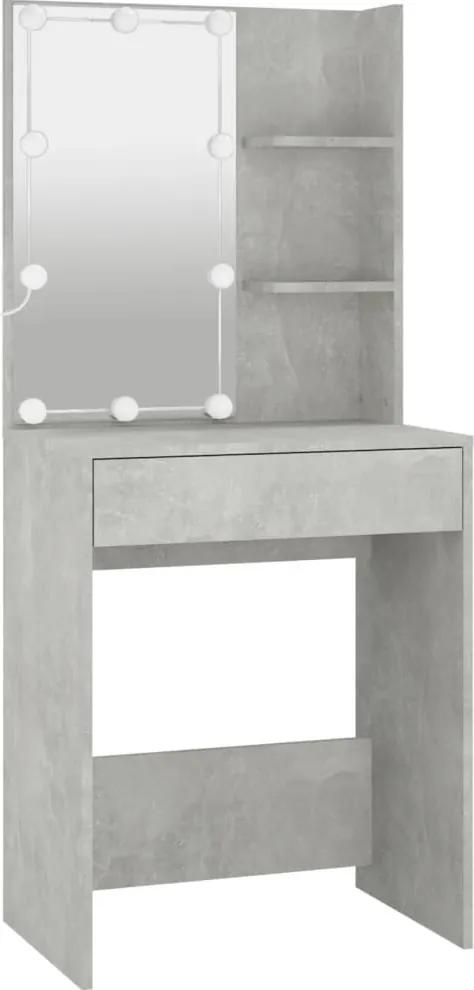 vidaXL LED toaletní stolek se skříňkou betonově šedý kompozitní dřevo [3082021]