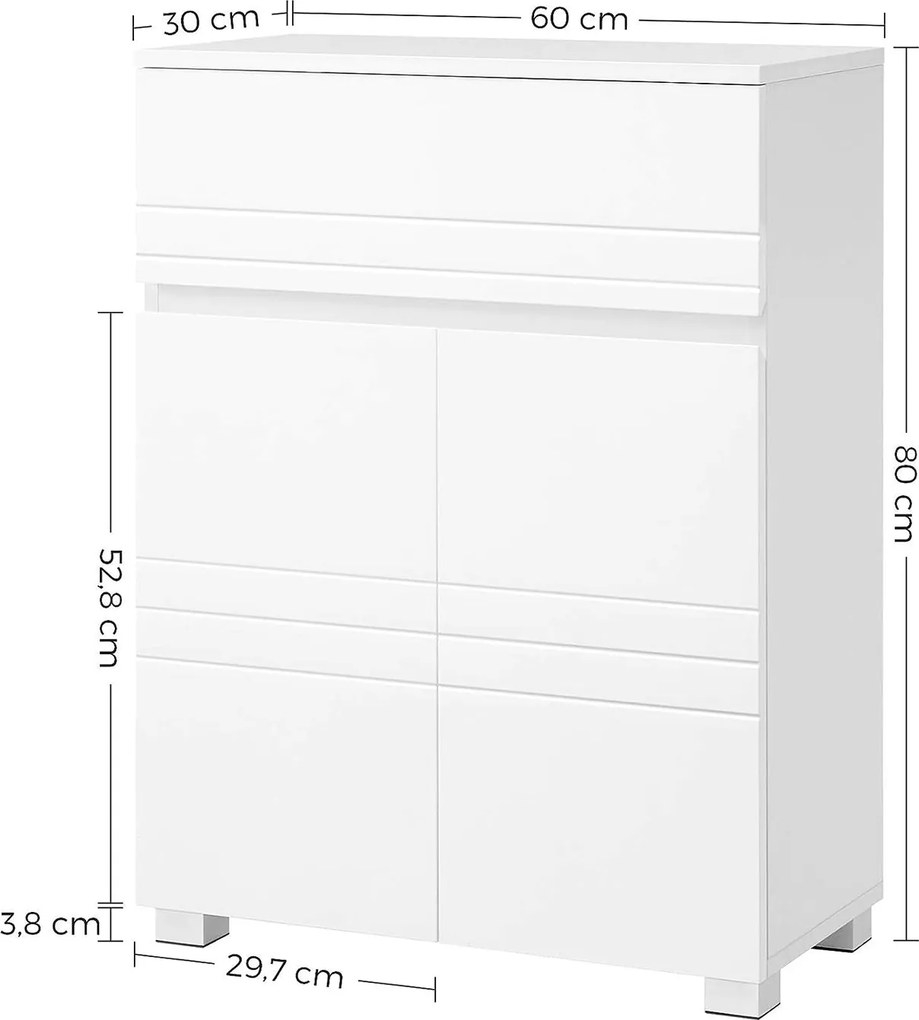 Koupelnová skříňka, dvoudveřová skříňka s šuplíky, bílá