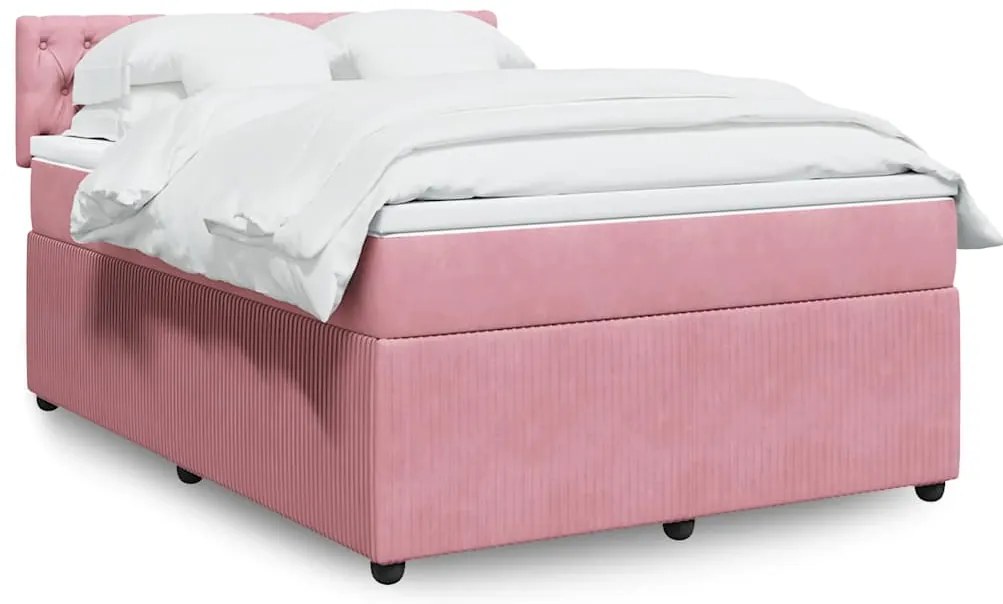 Box spring postel s matrací růžová 160x200 cm samet 3290093