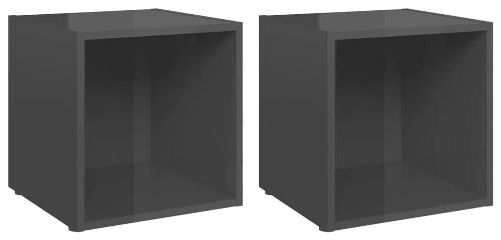 805523 vidaXL TV stolky 2 ks šedé s vysokým leskem 37x35x37 cm dřevotříska