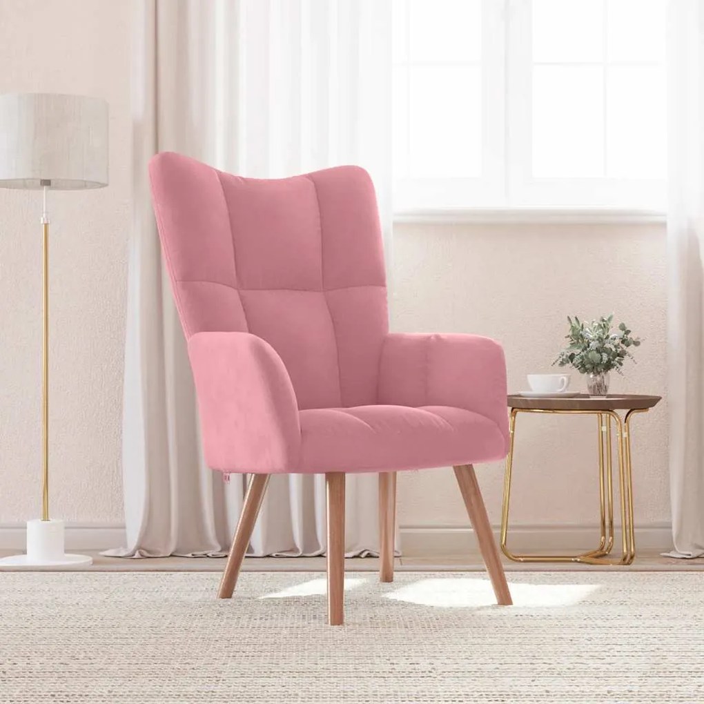 Relaxační křeslo růžové samet 328055