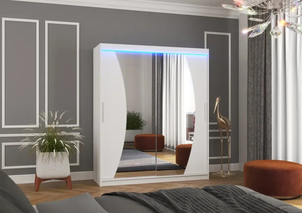 Posuvná skříň se zrcadlem a LED osvětlením DOLORES 180