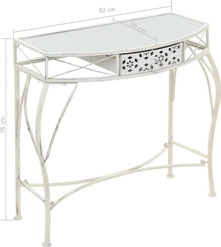 Odkládací stolek ve francouzském stylu kovový 82x39x76 cm bílý 245935