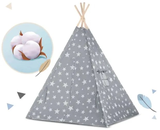 Bestent Dětský stan TeePee s polštářky Grey Sky