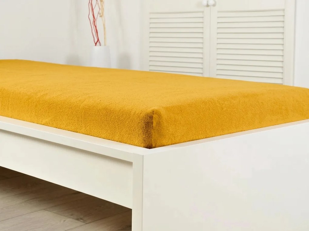 Froté prostěradlo do dětské postýlky PREMIUM 60x120 cm žlutooranžové