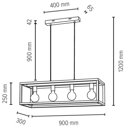 Spot-Light 61590474 - Lustr na lanku KAGO 4xE27/60W/230V matný dub