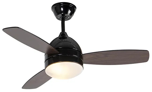 Stropní ventilátor černý s dřevěným potiskem 96 cm s dálkovým ovládáním - Rotar