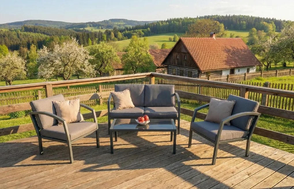 Doppler BELLARIA LOUNGE zahradní sedací souprava 2+1+1 černá/šedá