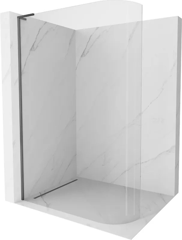 Mexen Kioto L, sprchová zástěna Walk-In 110 x 200 cm, 8mm čiré sklo, grafitový profil, 800-110-103-95-06