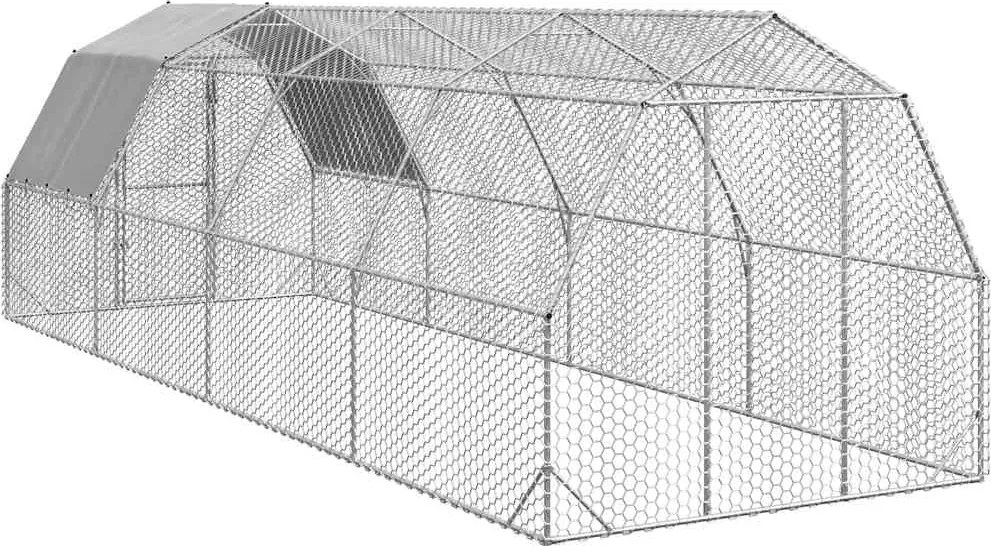 Výběh pro slepice se střechou 2,5x8x2,25 m pozinkovaná ocel 3328528