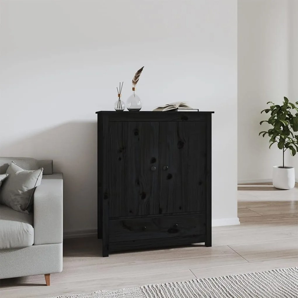 vidaXL Skříň highboard černá 83 x 41,5 x 100 cm masivní borové dřevo