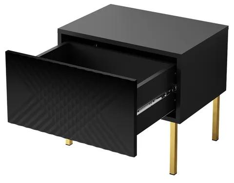 Noční stolek Madrielle 50, Barva dřeva: černá/černý lesk