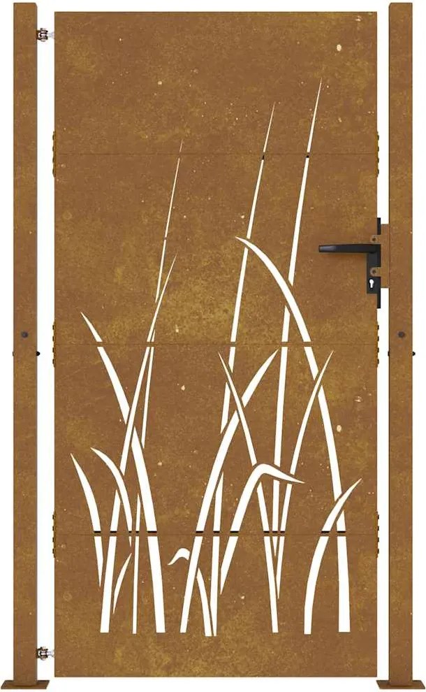 Zahradní branka 100 x 175 cm z corten oceli, design s trávou 153230