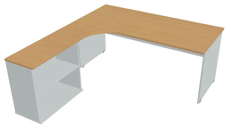 Sestava stolu a skříně pravá 180 cm - Hobis Gate GE 1800 H P Dekor stolové desky: buk, Dekor lamino podnože: šedá