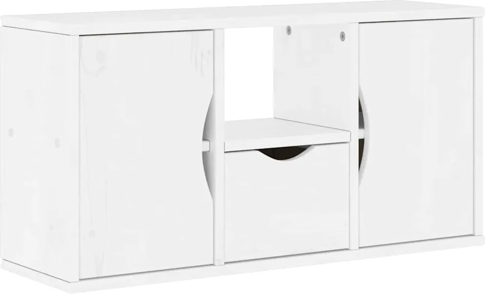 4 kusů TV skříněk s úložným prostorem bílá Borovicový masiv 3365381