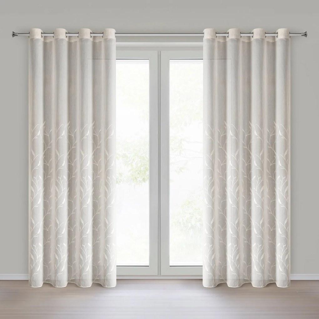 ZÁCLONA NA KROUŽCÍCH INA 140X250 CM LISTY