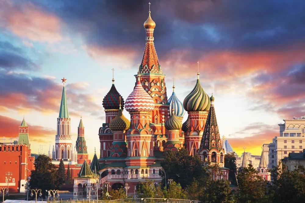 Vícedílný obraz Pohled Z Moskvy Na Rudé Náměstí A Katedrálu Nedostatek Nedostatek Plátno Canvas 180x120