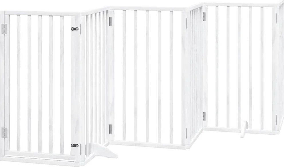 Zábrana pro psy s dvířky skládací 12 panelů bílá 600 cm topol 3155539