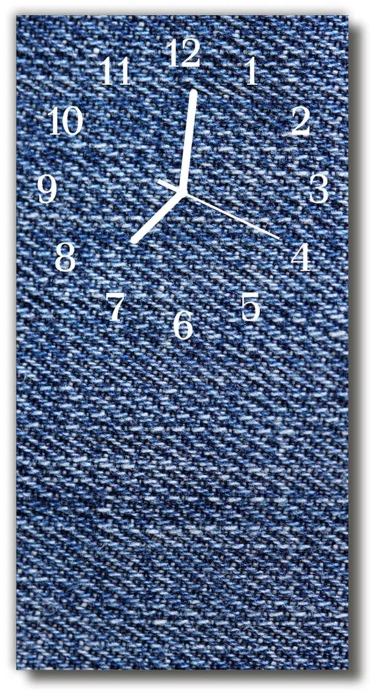 Skleněné hodiny vertikální Modrá tkanina