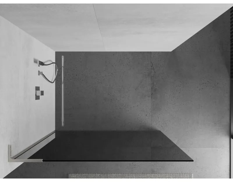 Mexen Kioto L, sprchová zástěna Walk-In 90 x 200 cm, 8mm šedé sklo, broušená ocel profil, 800-090-103-97-40
