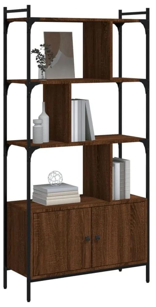 Petromila Knihovna s dvířky hnědý dub 76,5x30x154,5 cm kompozitní dřevo