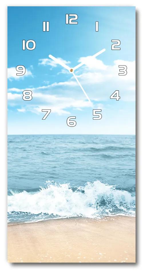 Wallmuralia Nástěnné skleněné hodiny Pláž a moře 30x60 cm