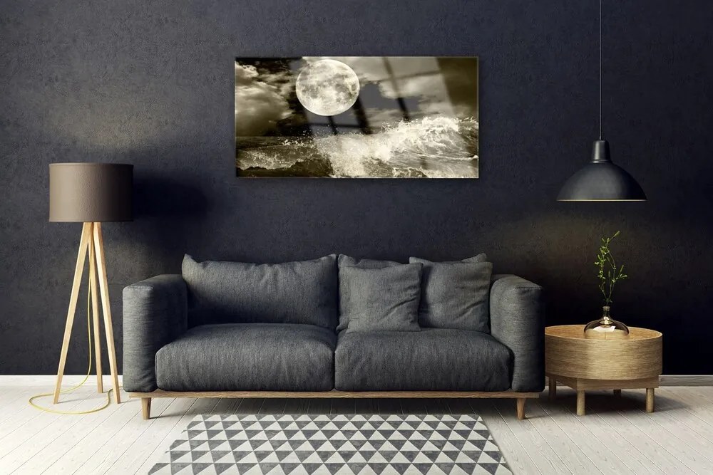 Obraz na skle Noc Měsíc Krajina 120x60 cm
