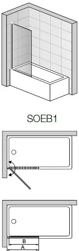 Ronal (Sanswiss) Ronal, SOLINO Black Line jednokřídlá vanová zástěna SOEB1 Šířka: 85 cm, Sklo: 87 Screen