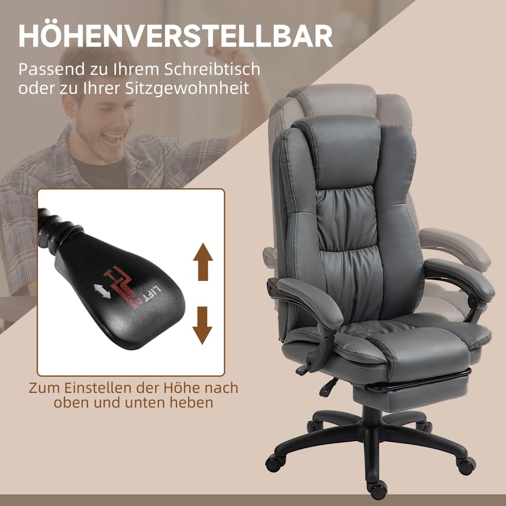 Kancelářská židle Vinsetto manažerská židle otočná židle zvedací s opěrkou hlavy ergonomická židle vibrační kancelářská židle s funkcí polohování mas…