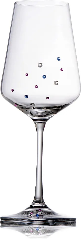 Set 2 sklenic s kamínky Bohemia Crystal Glass na víno Preciosa 350ml, 2ks