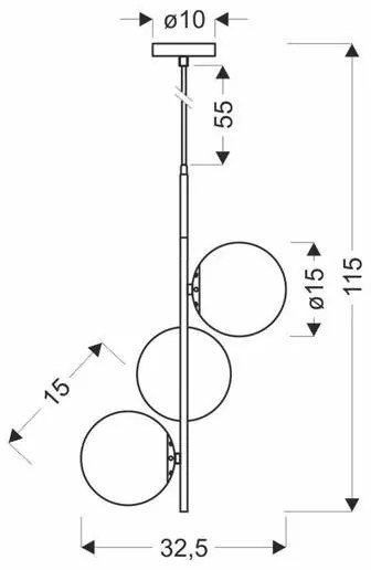 Lustr na lanku DUO 3xE14/40W/230V zlatá/černá