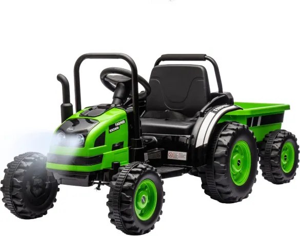 Elektrický traktor s přívěsem Farmer zelený