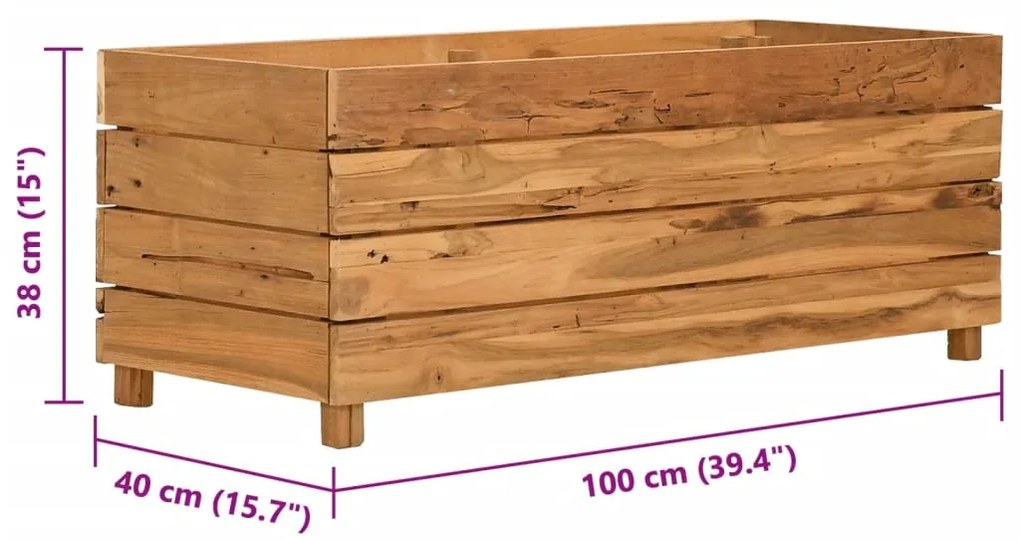 vidaXL Marketos Vyvýšený záhon 100x40x38 cm recyklované teakové dřevo a ocel