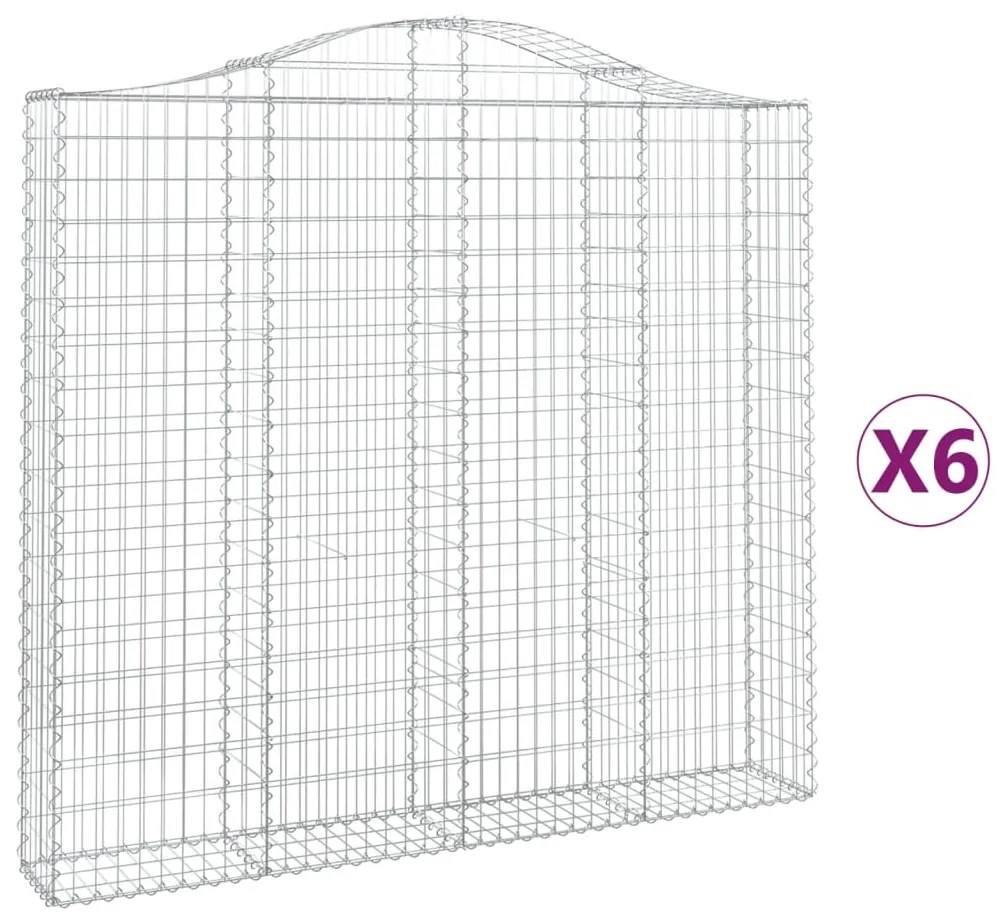 vidaXL Klenuté gabionové koše 6 ks 200x30x180/200cm pozinkované železo