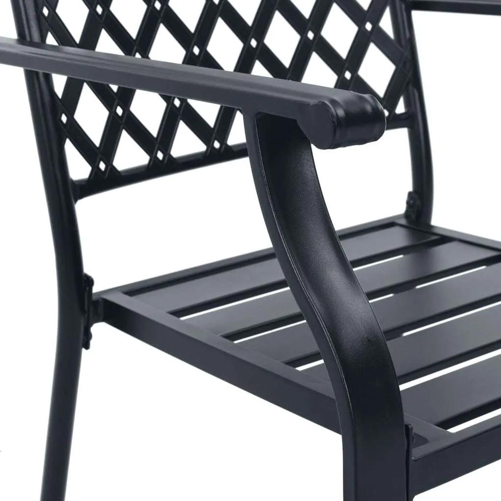 vidaXL Stohovatelné zahradní židle 2 ks ocelové černé [44265]