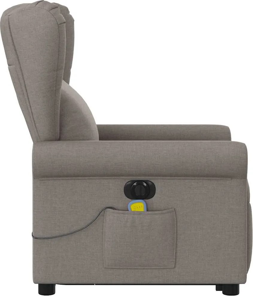 Elektrické zvedací masážní polohovací křeslo taupe textil 3303411