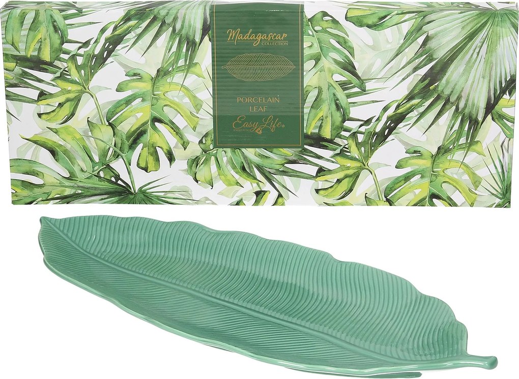Talíř Jungle Leaves 47cm light green