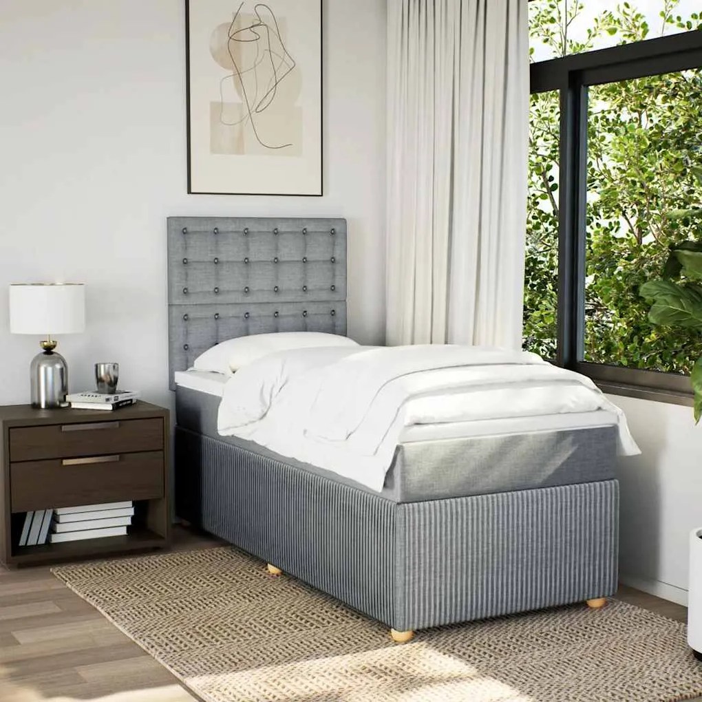 Box spring postel s matrací světle šedá 90x190 cm textil 3291925