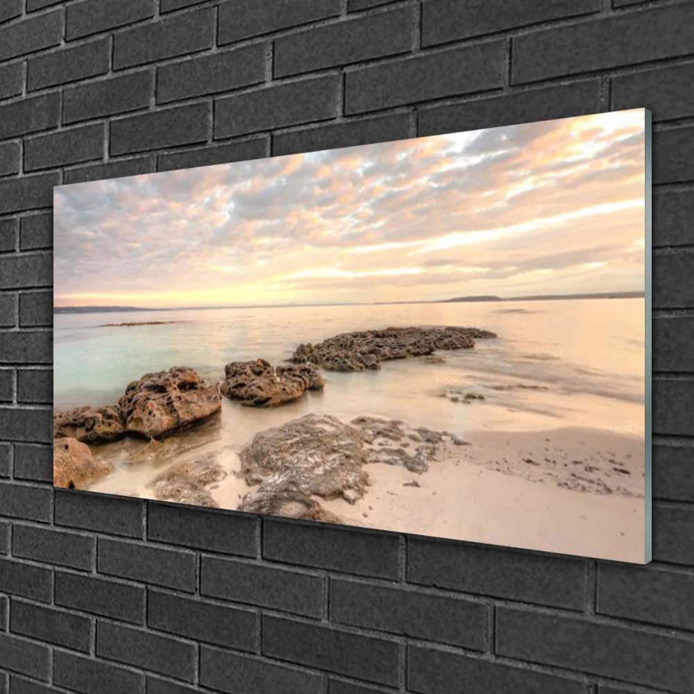 Obraz na skle Moře Kameny Krajina 120x60 cm