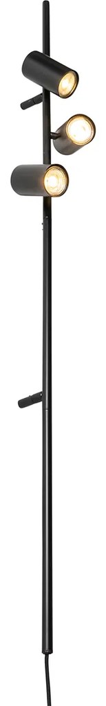 Chytré nástěnné svítidlo černé s nožním spínačem 3-světelné vč. 3 Wifi GU10 50mm - Jeana Luxe