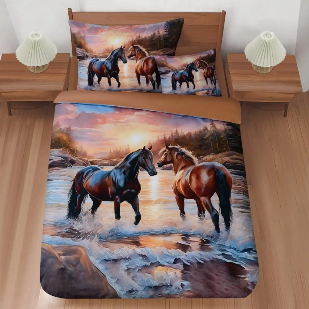 3 dílné povlečení Polycotton Horse dream 200x140cm+90x70cm TiaHome