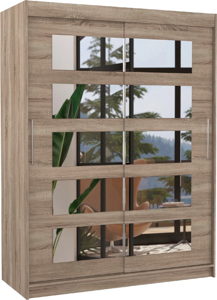 ADRK Furniture Skříň posuvná se zrcadlem MURANI 150 ADRK-SW-MUR-T-150