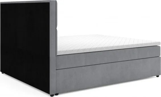 Světle šedá boxspring postel s úložným prostorem 180x200 cm Flip – Ropez
