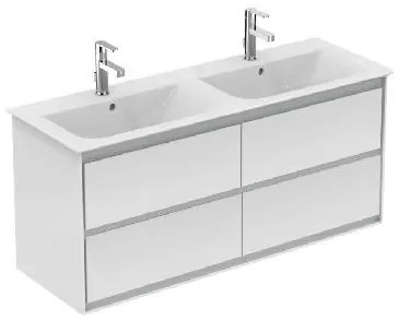 Ideal Standard Connect Air - Skříňka pod dvojumyvadlo 120 cm, lesklá bílá/matný světle šedý lak E0822KN