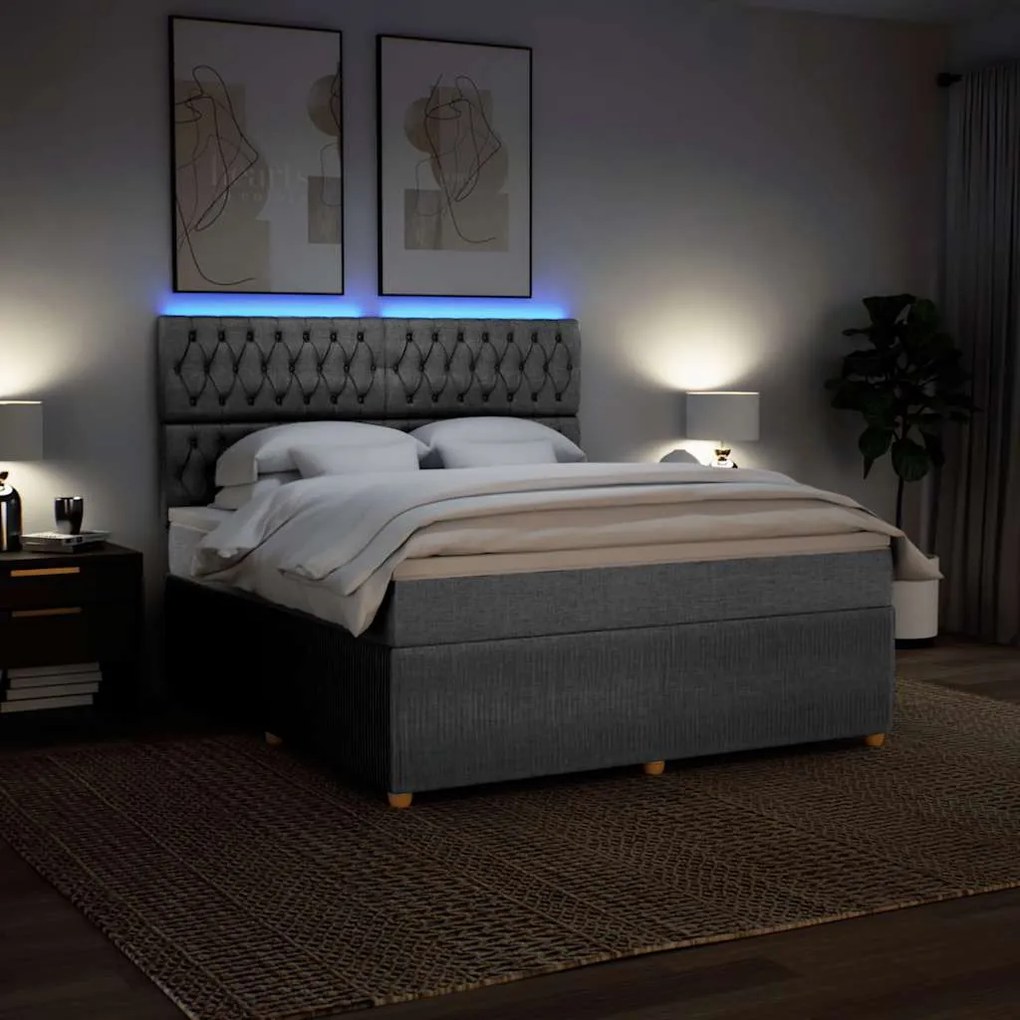 Box spring postel s matrací světle šedá 180 x 200 cm textil 3294442