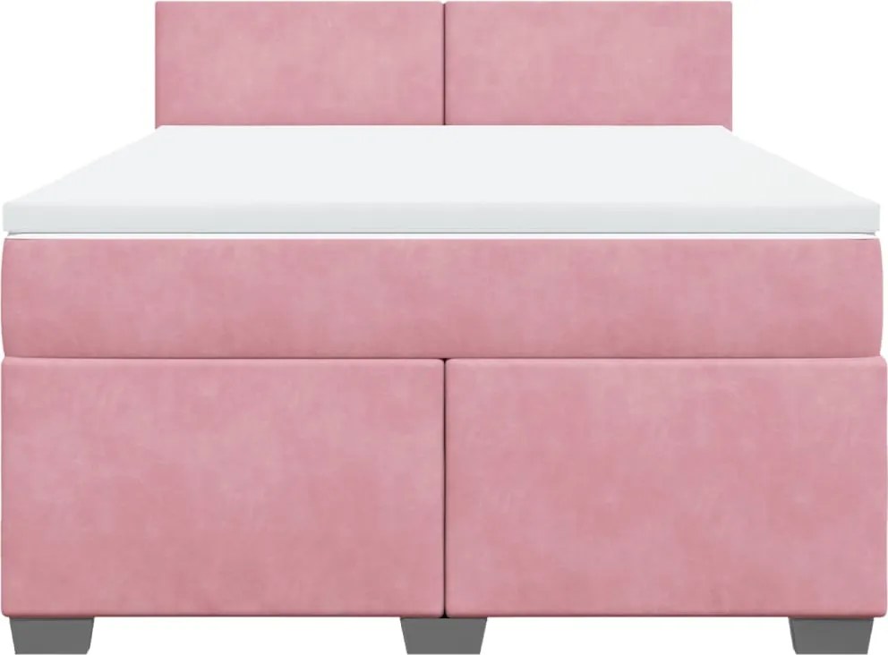 Box spring postel s matrací růžová 140x200 cm samet 3288629