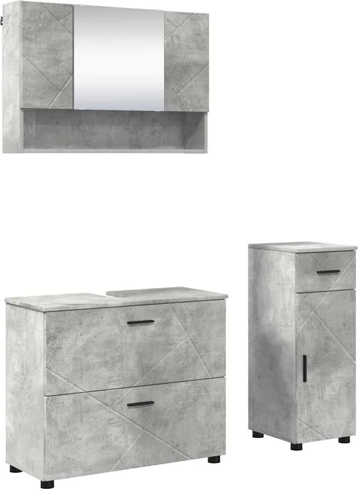 Sada koupelnového nábytku 3 ks Betonově šedá 76,5 x 35 x 64 cm 3393036