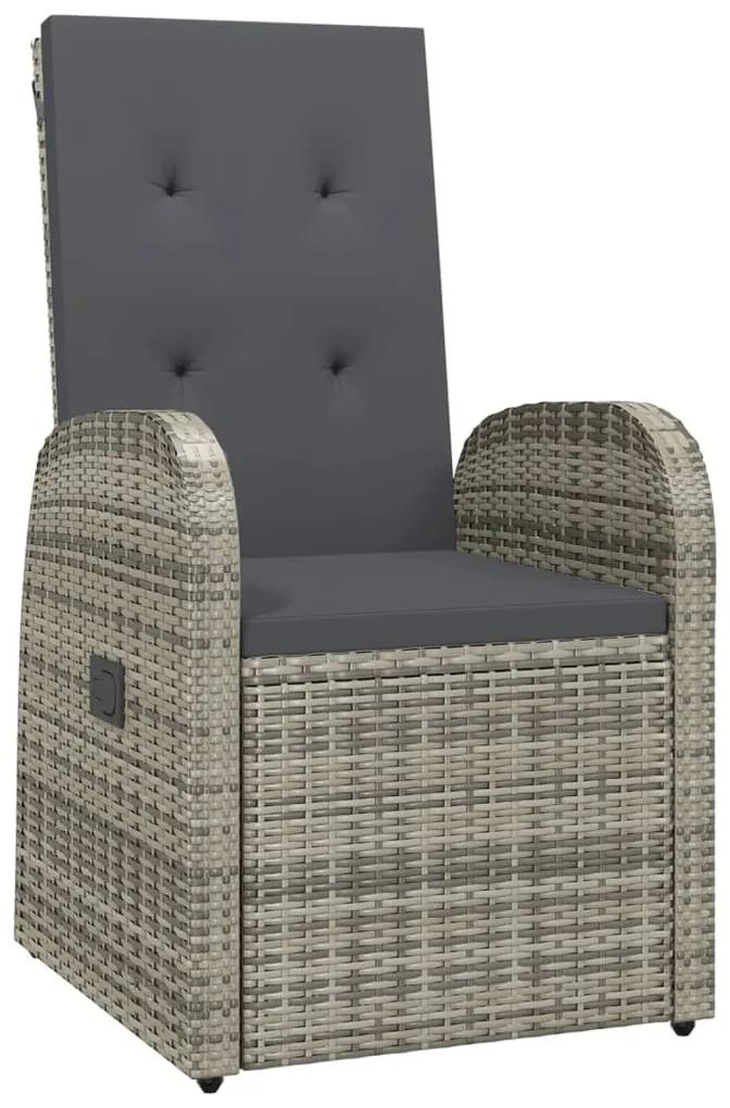 Polohovací zahradní židle s poduškami 2 ks šedé polyratan,  319539